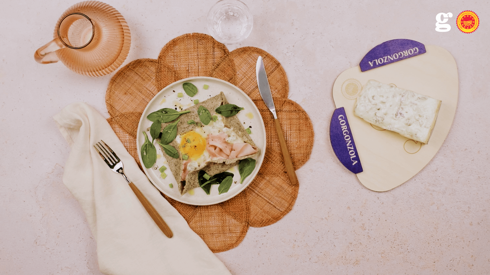 Galette med gorgonzola bob, æg og kogt skinke - Gorgonzola DOP